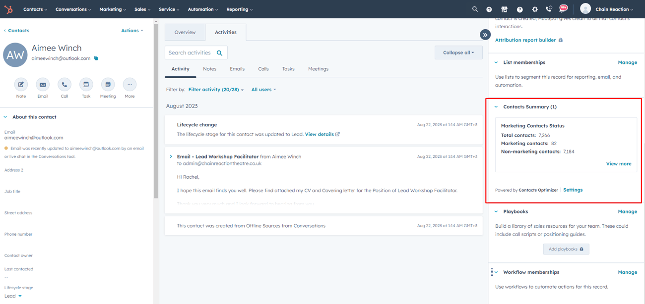 Contacts Optimizer for HubSpot - Setup Guide